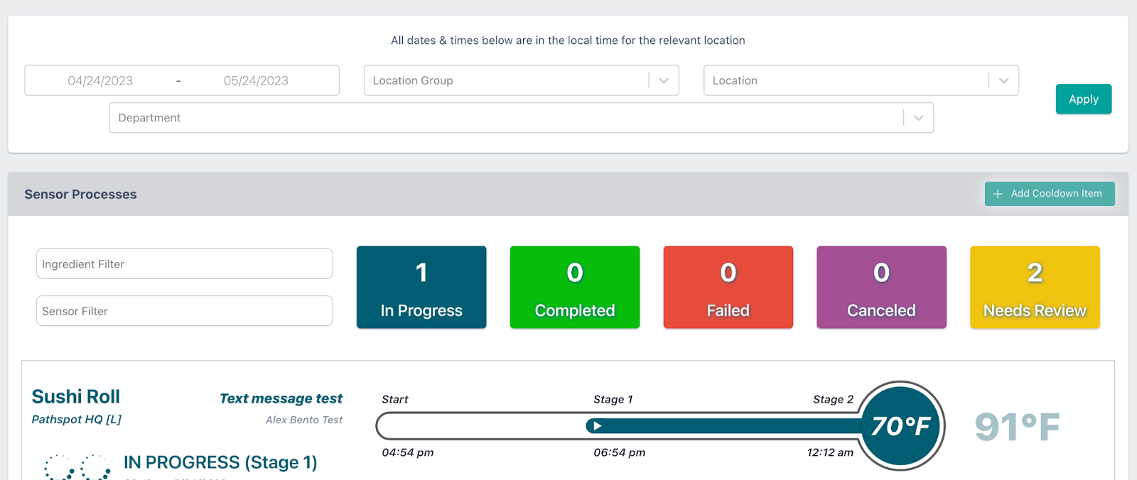 CoolDown Process Specific Questions – PathSpot
